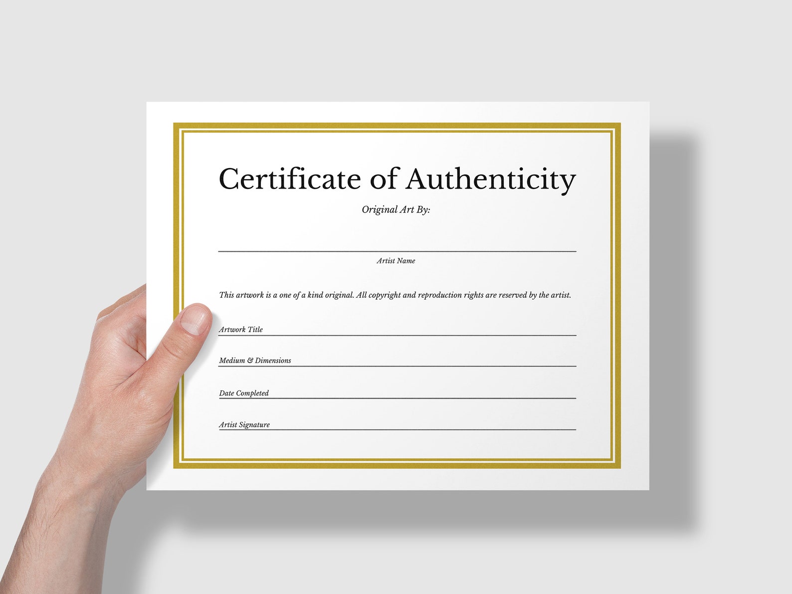 Certificate of Authenticity Template, Instant Download Printable, Art ...