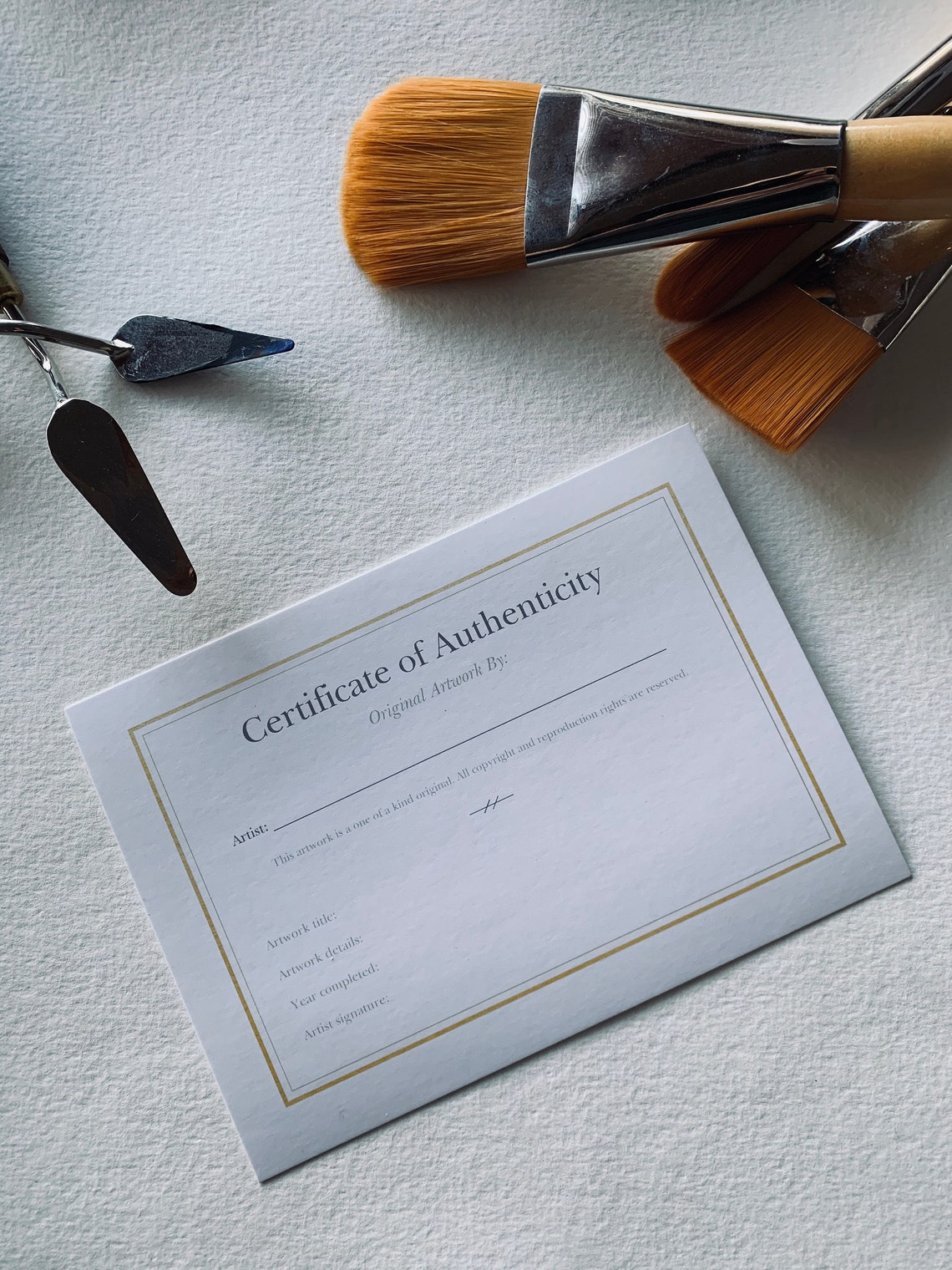 Simple Fillable Certificate of Authenticity Cards for | Etsy