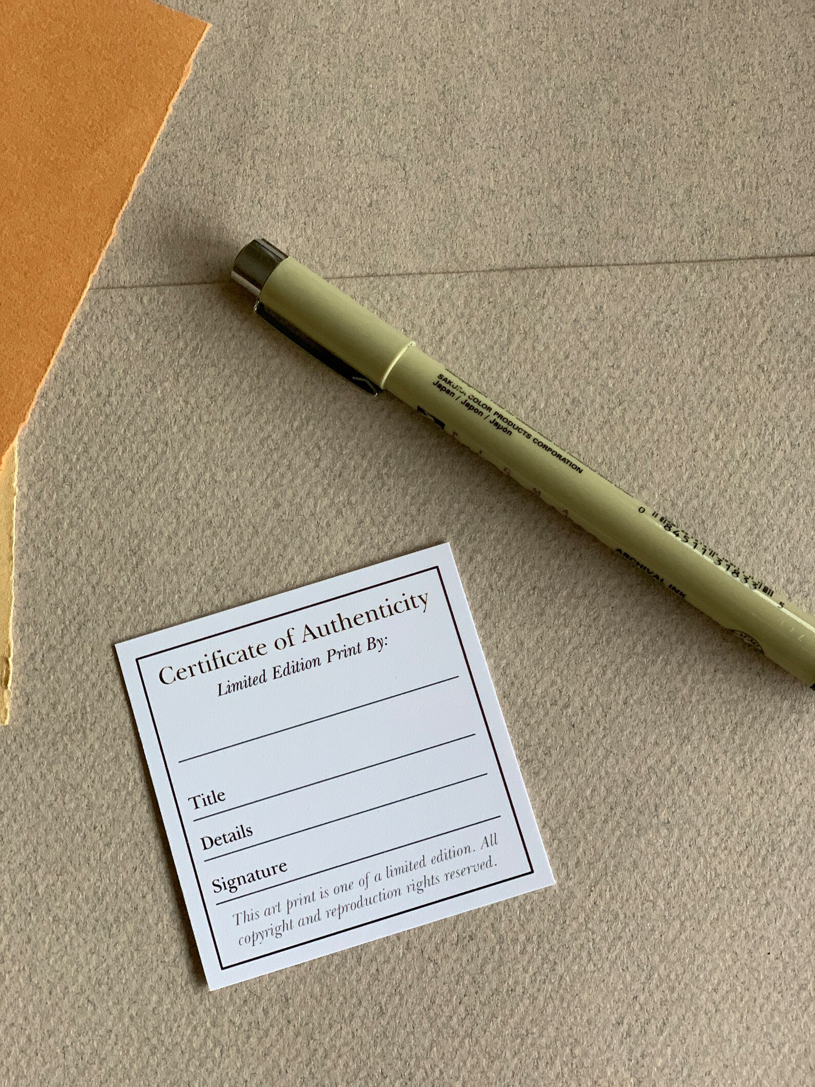Miniature Limited Edition Print Certificate of Authenticity Cards - Etsy