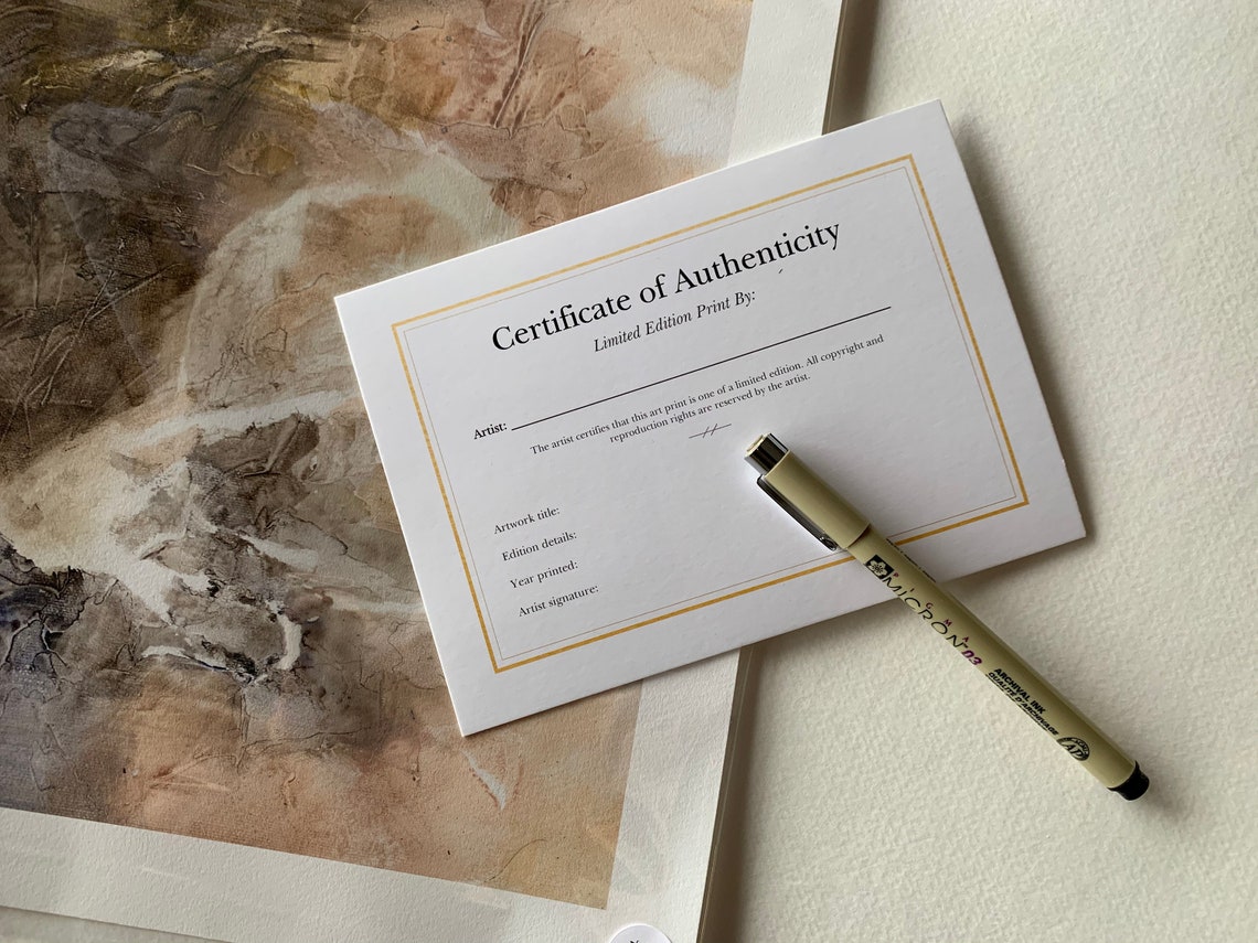 Limited Edition Art Print Certificate of Authenticity Cards | Etsy