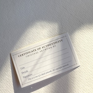 Miniature, Gold Foil Certificate of Authenticity Cards for Art - Etsy