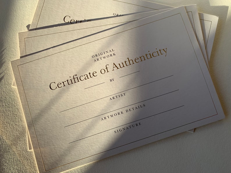 Luxurious, Fillable Gold Foil Certificate of Authenticity Cards for ...