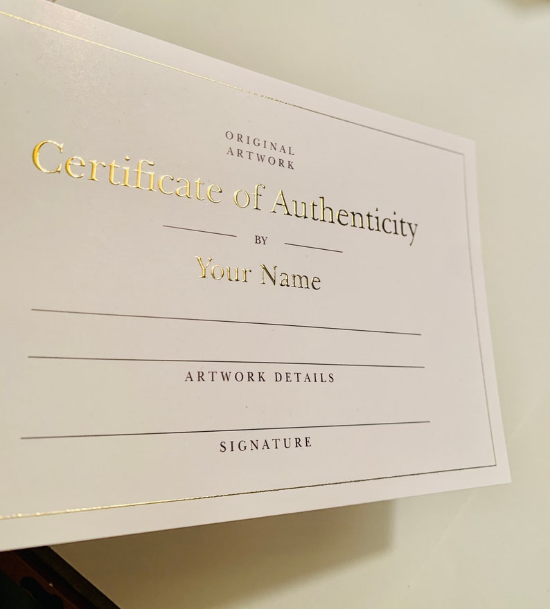 Personalized Gold Foil Certificate of Authenticity Cards for - Etsy