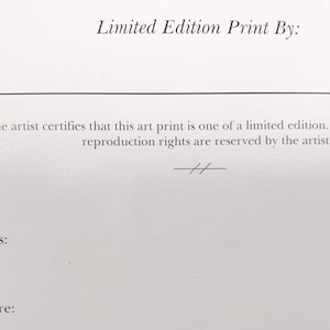 Limited Edition Art Print Certificate of Authenticity Cards - Etsy