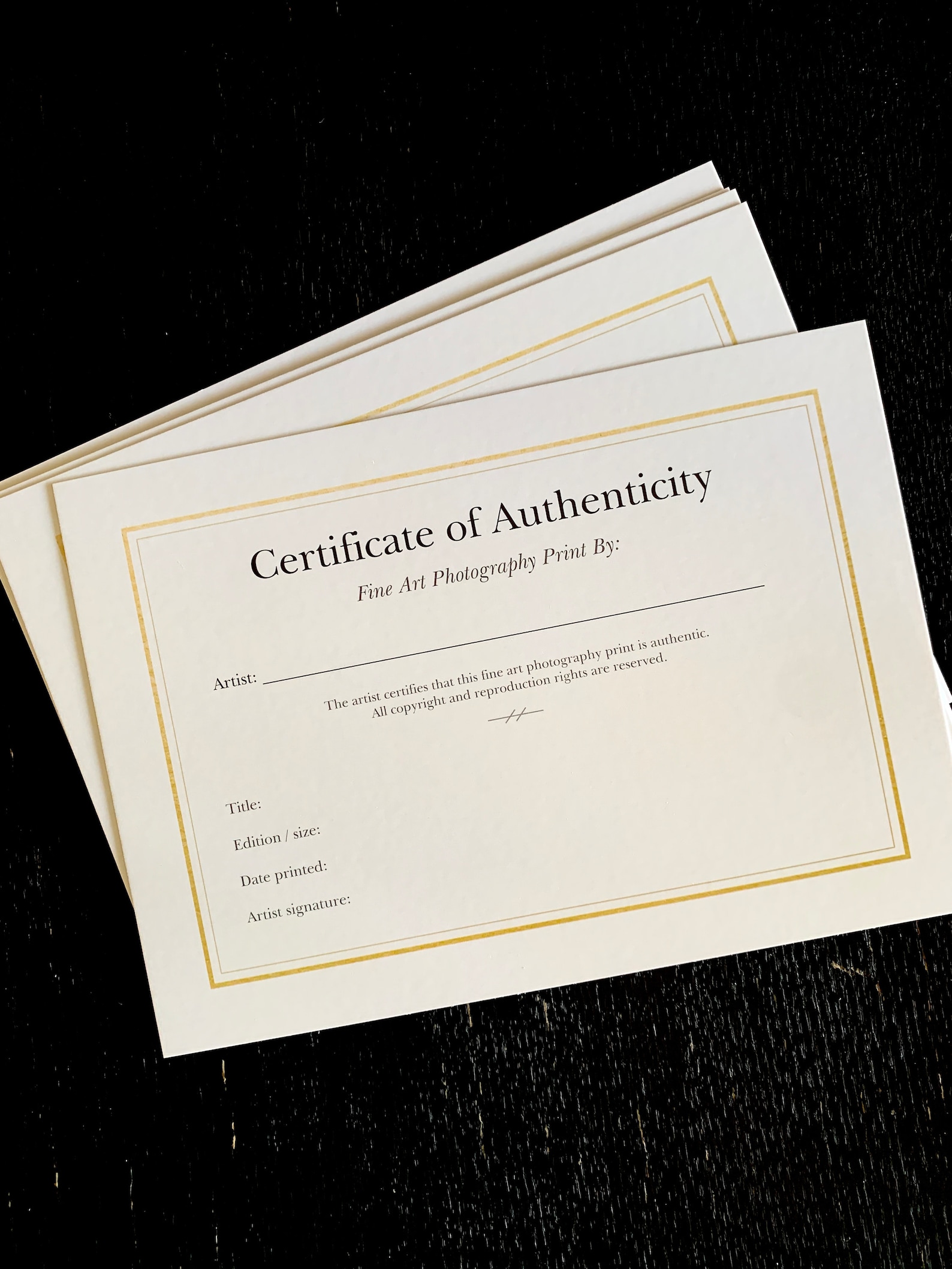 Certificate of Authenticity for Photography - Etsy