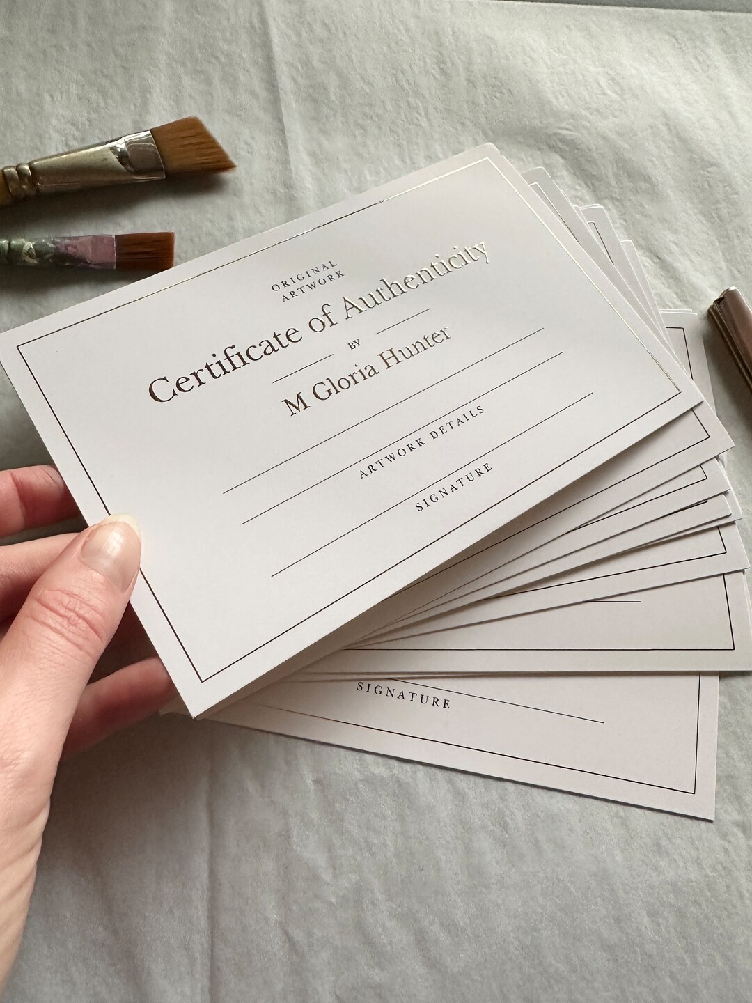 Personalized Gold Foil Certificate of Authenticity Cards for Original ...