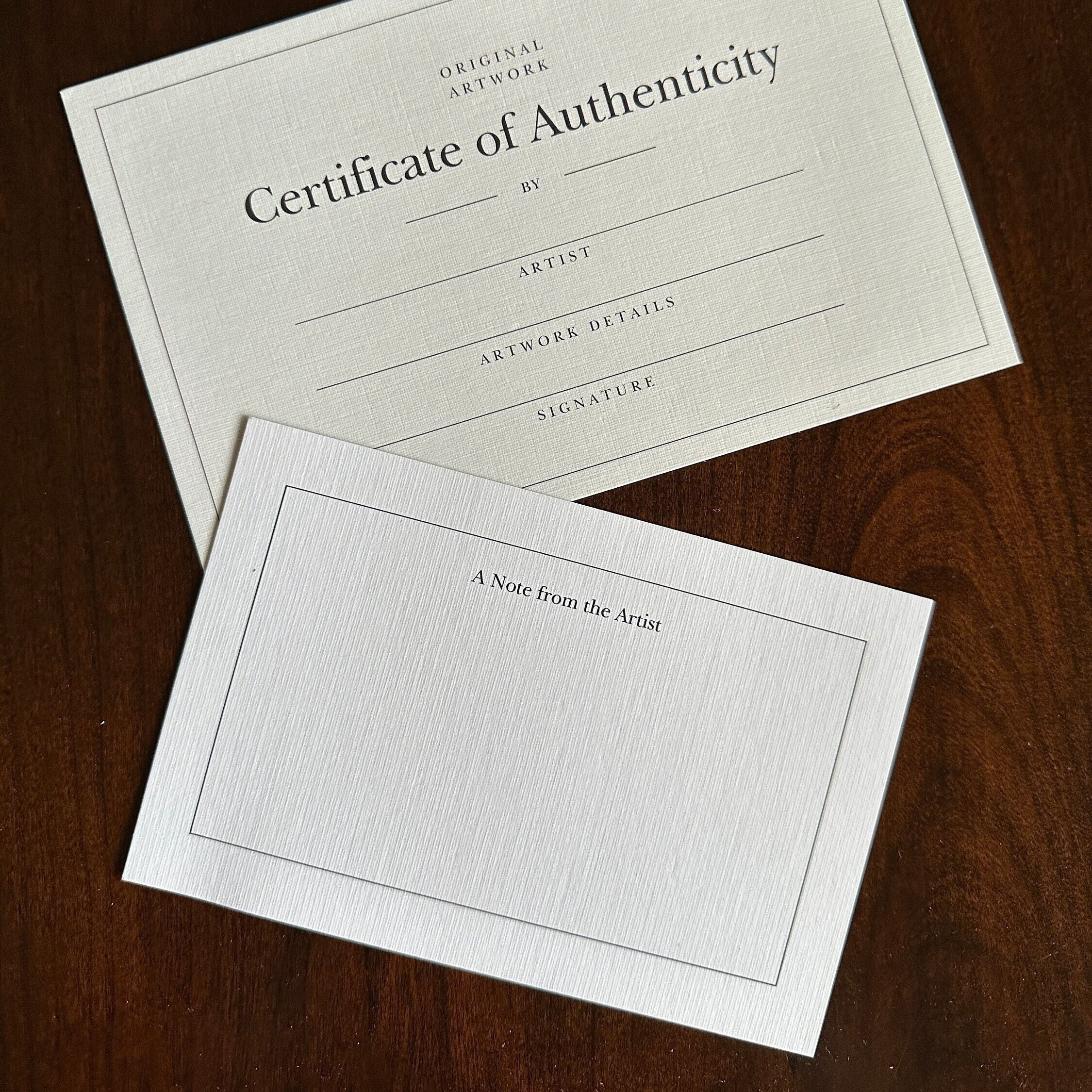 Elegant, Linen Artist Thank You Note Cards | Matches Linen Certificate ...