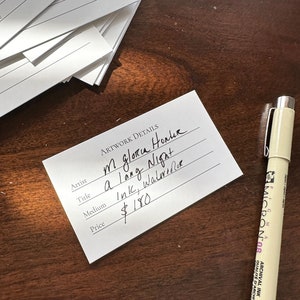 Artwork Labels for Art Shows and Exhibitions, Display Cards, Pack of 25 ...