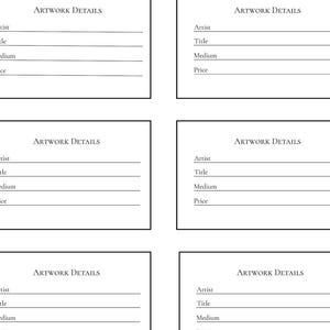 Printable Artwork Labels for Art Shows and Exhibitions, Instant ...