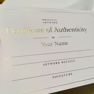 Personalized Gold Foil Certificate of Authenticity Cards for Original ...