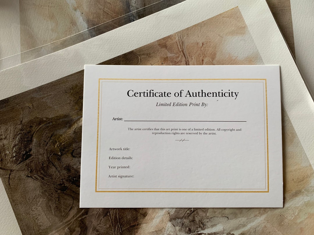 Limited Edition Art Print Certificate of Authenticity Cards - Etsy