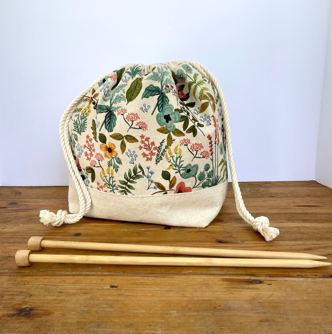 Large Craft Project Bag: Rifle Paper Co. Floral Knitting Storage - Etsy