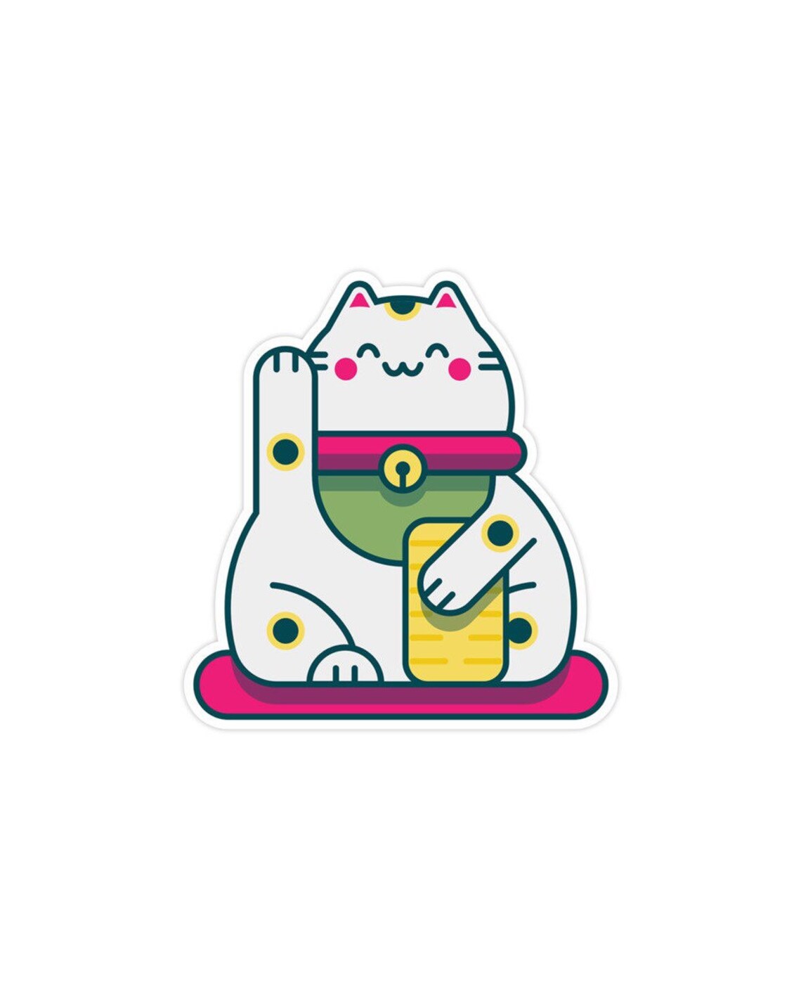 Cute Lucky Cat Sticker | Maneki-neko | Welcoming Cat Sticker | Happy ...