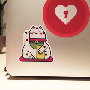Cute Lucky Cat Sticker | Maneki-neko | Welcoming Cat Sticker | Happy ...
