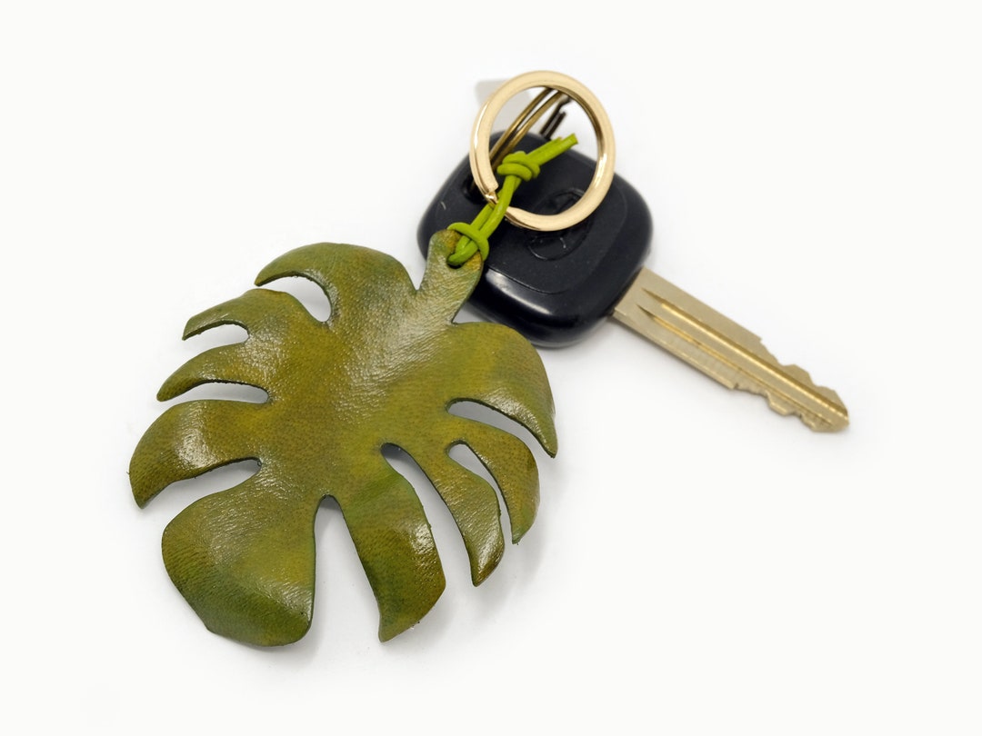 Monstera Leaf Key Fob | Tropical Leaves | Leather Keychain | Green ...