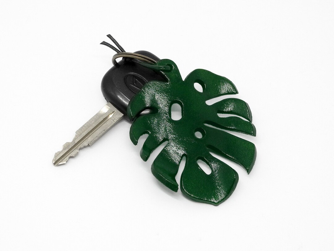 Monstera Leaf Key Fob | Tropical Leaves | Leather Keychain | Green ...