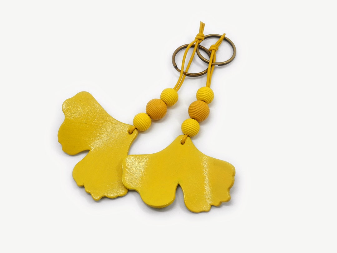 Yellow Ginkgo Leaf Key Fob | Gingko Leave Charm | Maidenhair Ginko ...