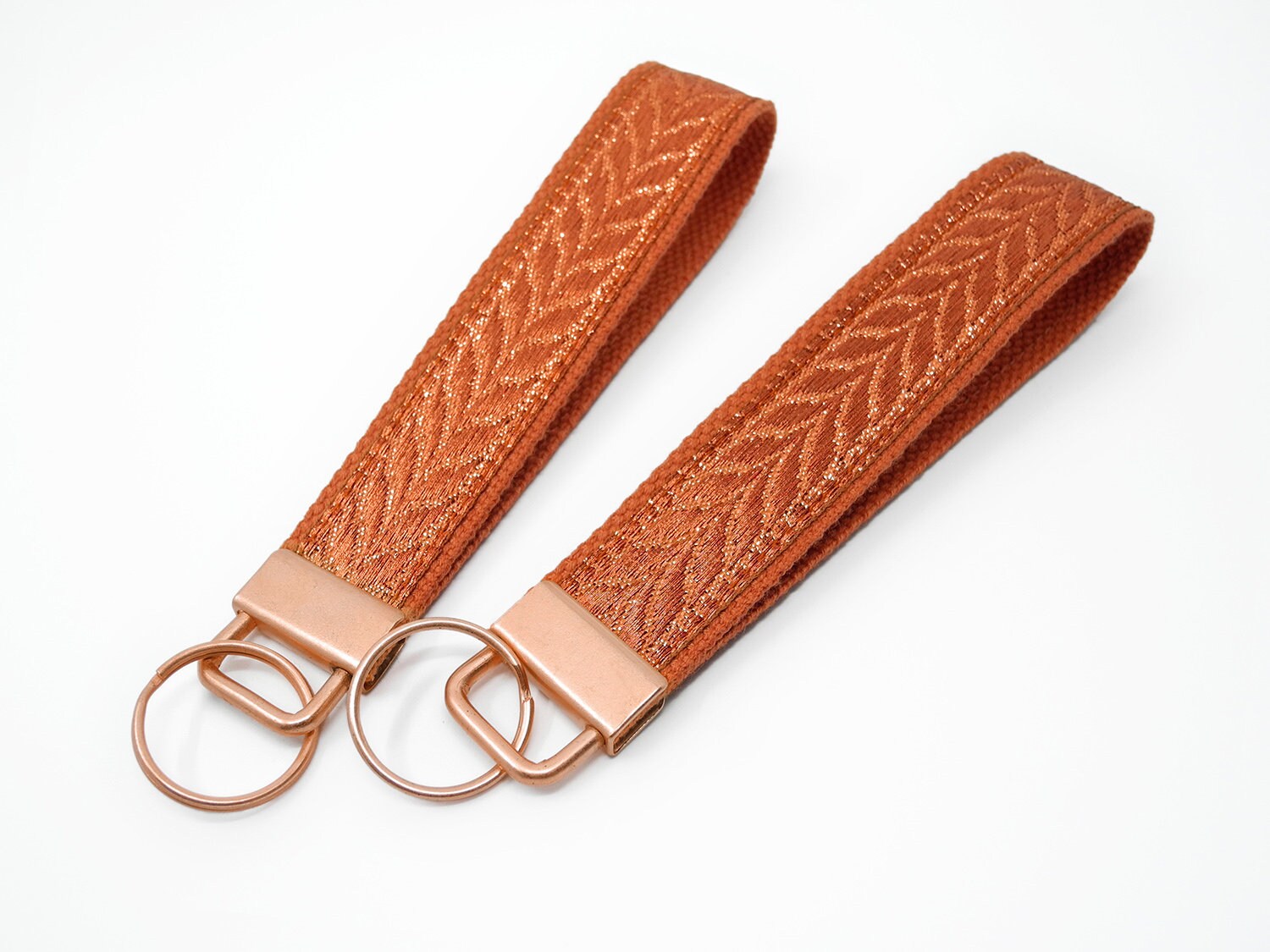 Keychain Wristlet With Rose Gold Key Ring Copper Colored Key - Etsy