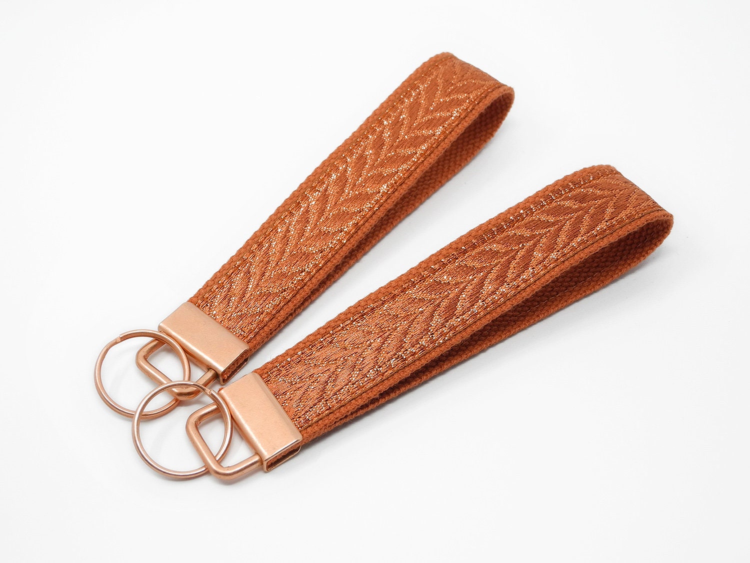 Keychain Wristlet With Rose Gold Key Ring Copper Colored Key - Etsy