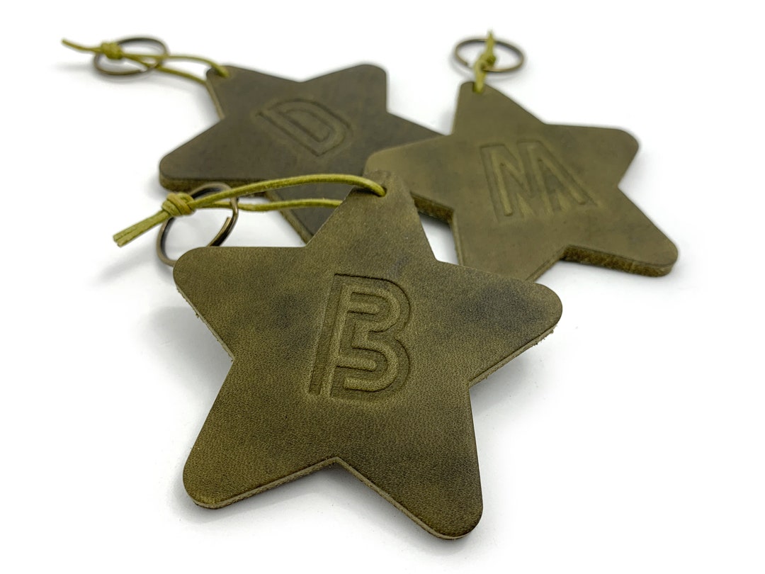 Personalized Leather Key Fob »star« | Handmade Keychain With Individual ...