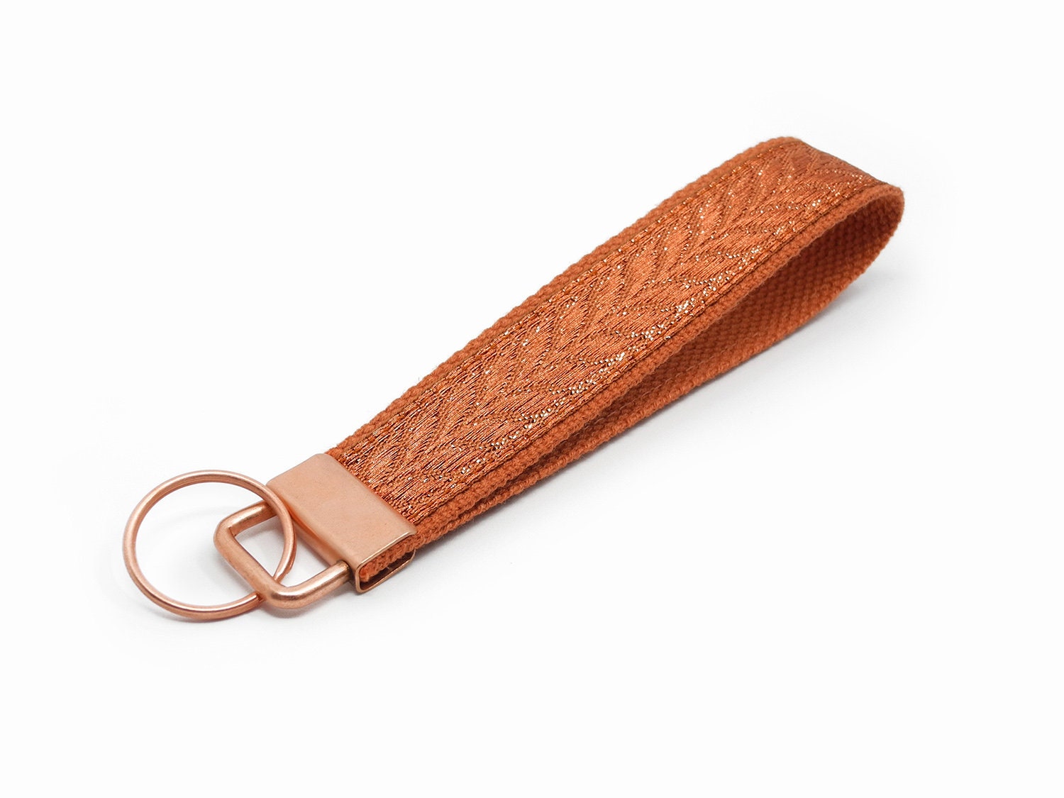Keychain Wristlet With Rose Gold Key Ring Copper Colored Key - Etsy
