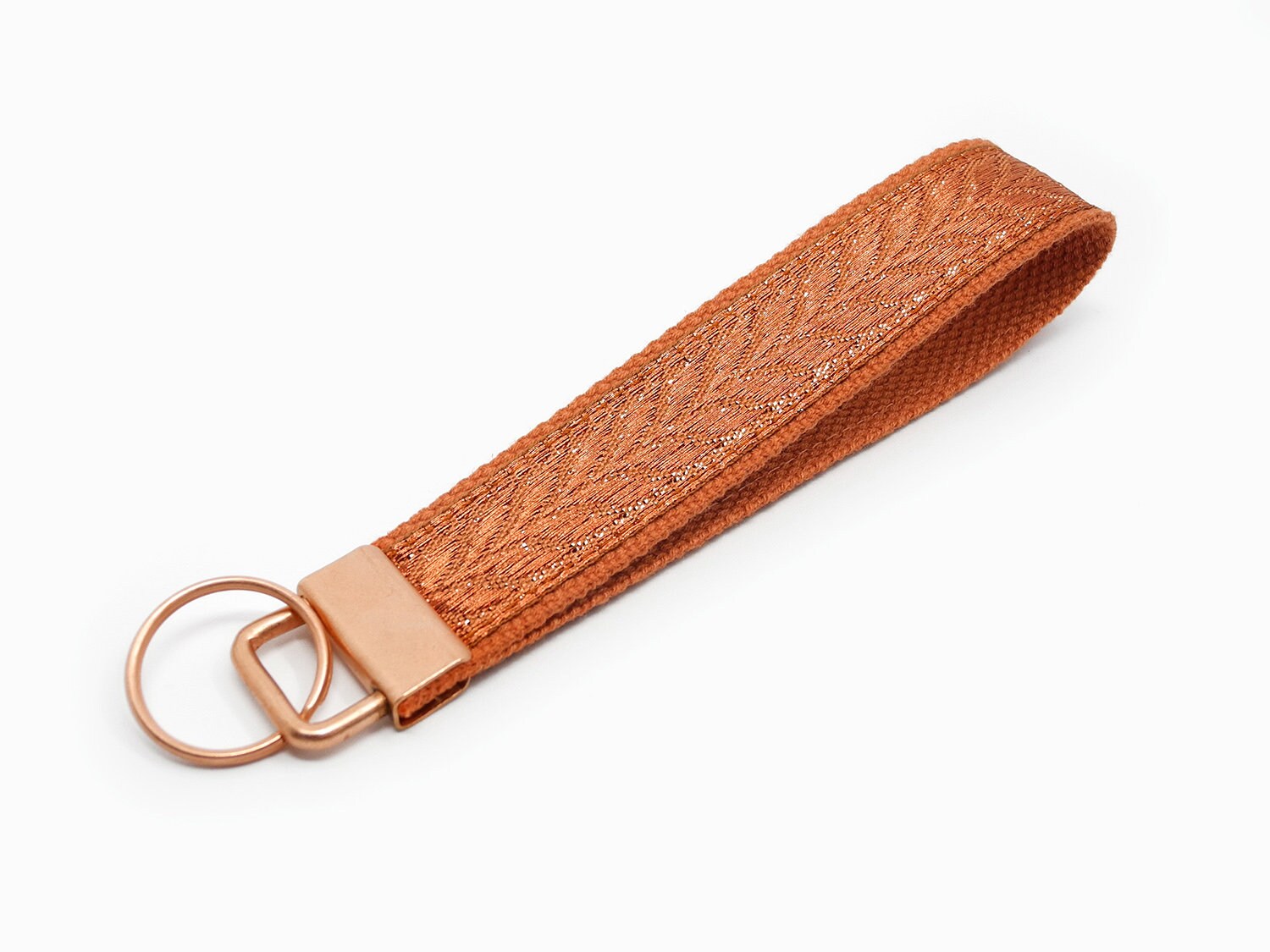 Keychain Wristlet With Rose Gold Key Ring Copper Colored Key - Etsy