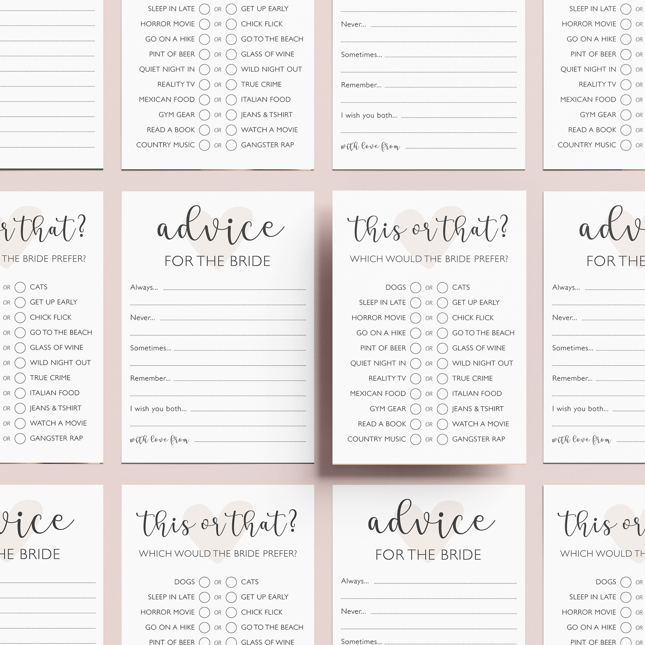 Hen Party Game Advice Game Card Hen Do Game This or That - Etsy