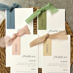 Luxury Bow Ribbon Wedding Menu & Name Card Wedding Stationery Simple ...