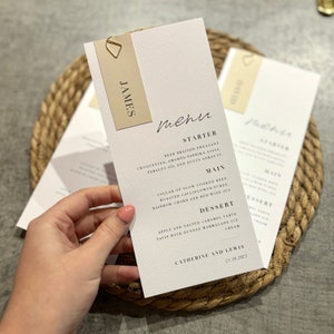 Personalised Wedding Menu & Name Card Set, Simple Neutral Stationery ...