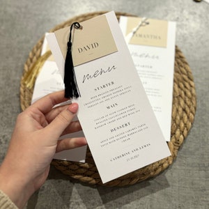 The Gatsby Individual Wedding Menu & Name Card With Tassel - Etsy
