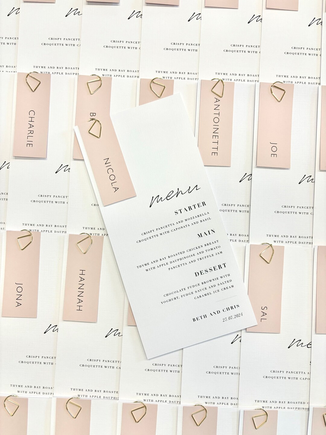 Personalised Wedding Menu & Name Card Set, Simple Neutral Stationery ...