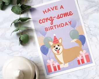 Corgi Dad Birthday Card - Etsy