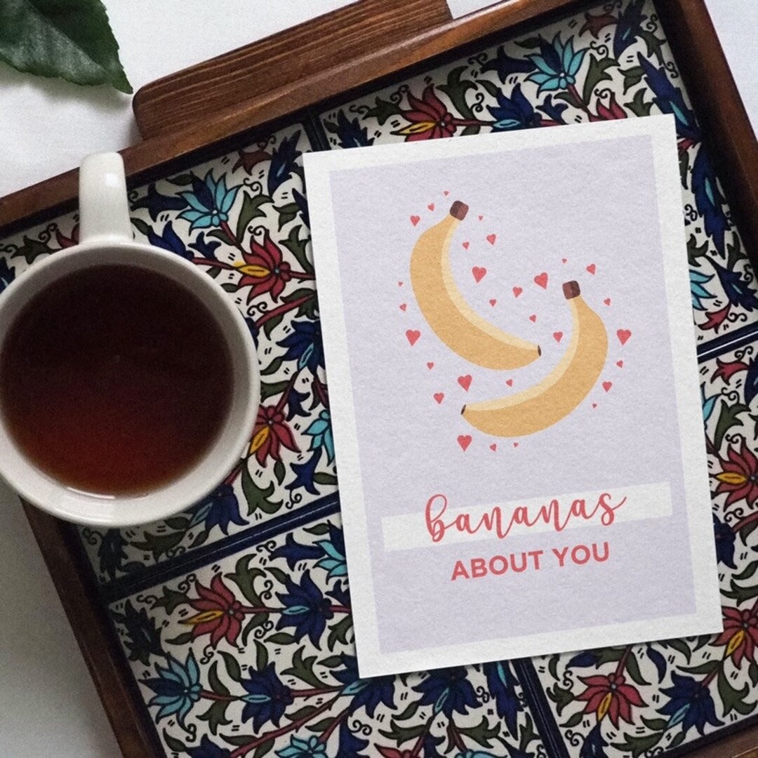 Bananas About You Greeting Card With Envelope, Valentine Card ...
