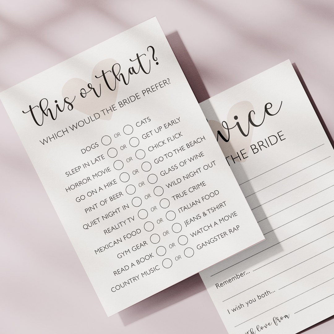 Hen Party Game, Advice Game Card, Hen Do Game, This or That, Words of ...