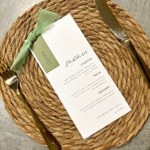 Luxury Bow Ribbon Wedding Menu & Name Card Wedding Stationery Simple ...