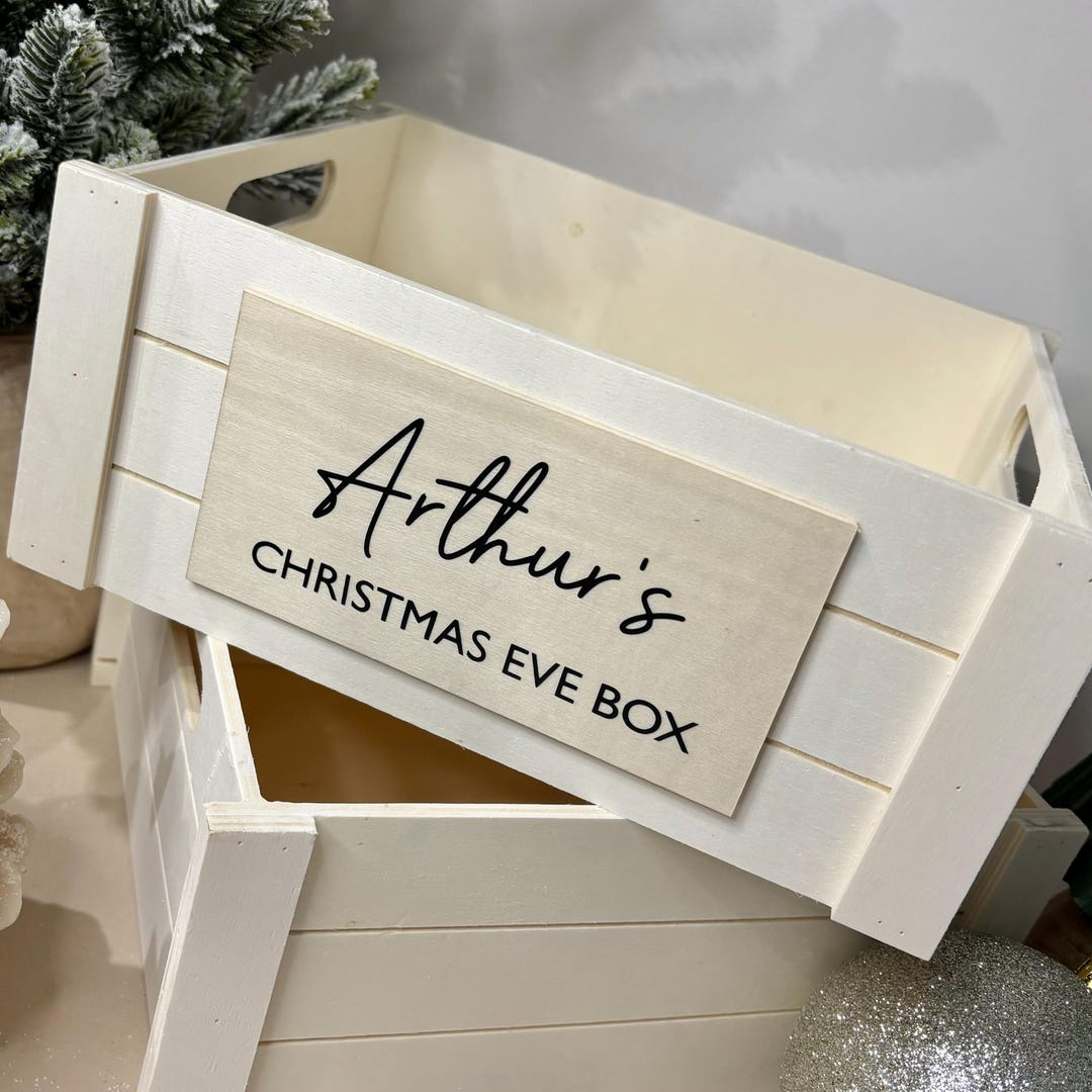 Personalised Christmas Eve Wooden Box Crate, Gift Box, Christmas Gift ...