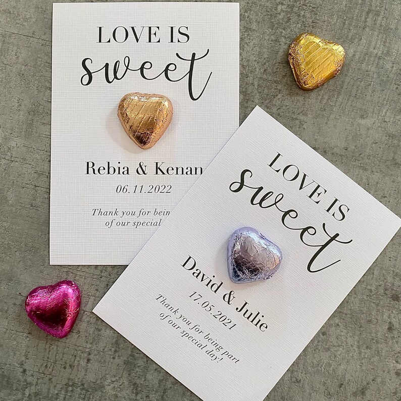 Chocolate Heart Wedding Favours Love is Sweet Table - Etsy UK