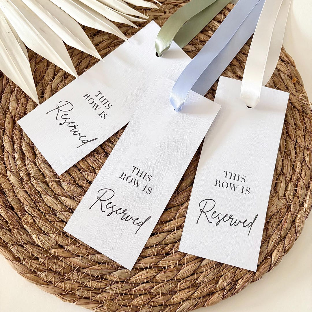 Reserved Row Sign With Ribbon | Wedding Ceremony Seating Tags | Wedding ...