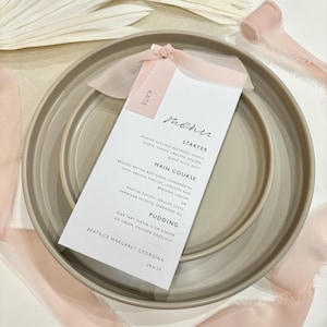Luxury Bow Ribbon Wedding Menu & Name Card Wedding Stationery Simple ...