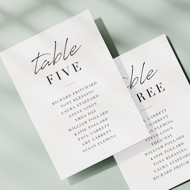 Table Seating Name Cards - Etsy