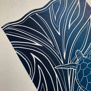 Sea Turtle and the Ocean. Original Linocut Print. Wall Art - Etsy