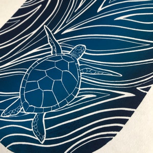 Sea Turtle and the Ocean. Original Linocut Print. Wall Art - Etsy