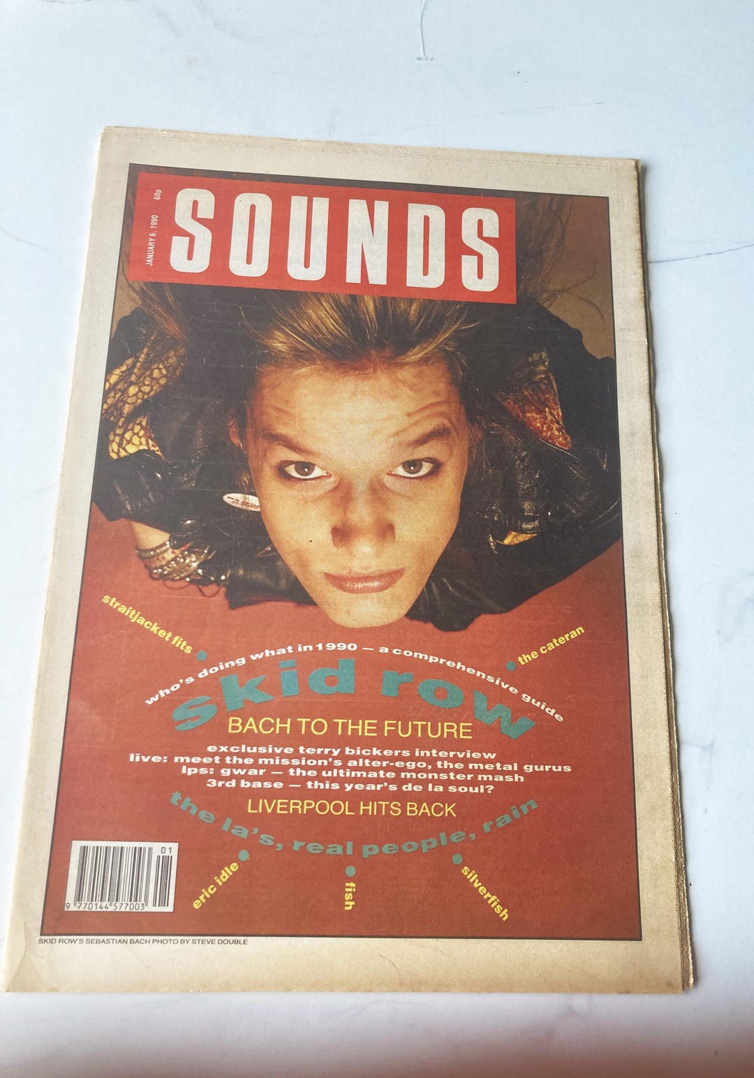 Sounds UK Music Magazine January 1990 Skid Row Cover + Article Vintage ...