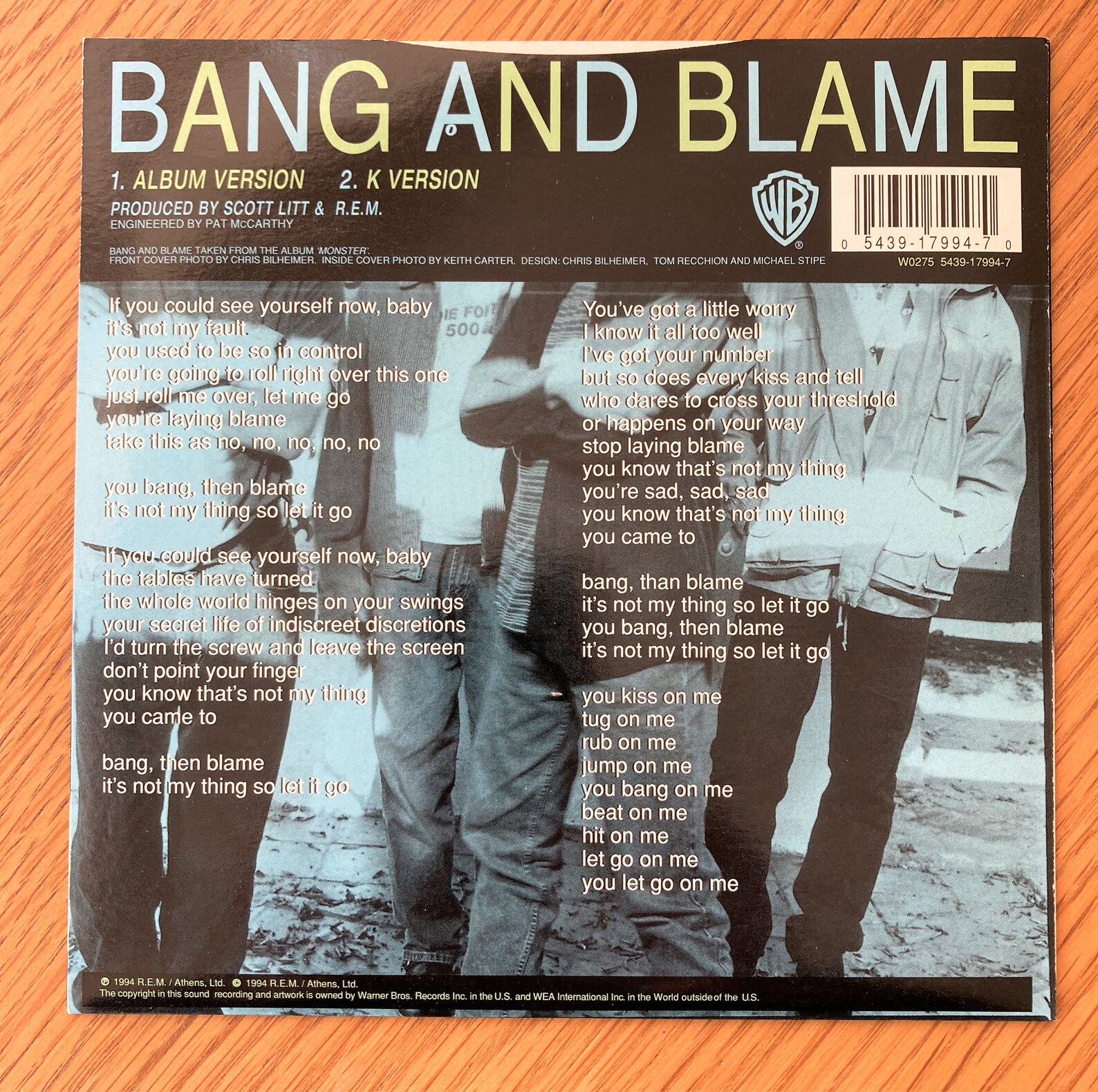 R.E.M Bang and Blame Original 1994 UK Pressing 7 Vinyl - Etsy
