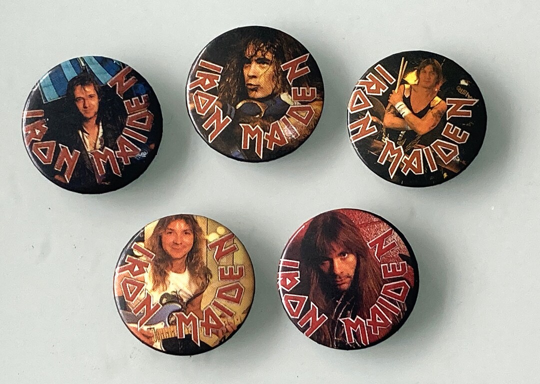 Iron Maiden Rare Set of Five 5 Vintage Button Style Pin Badges From ...