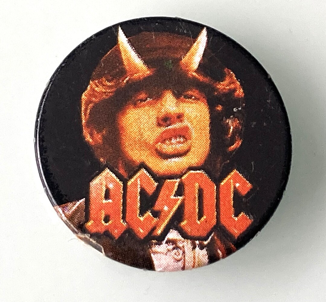 AC/DC Angus Devil Horns Small Vintage Button Style Pin Badge From the ...