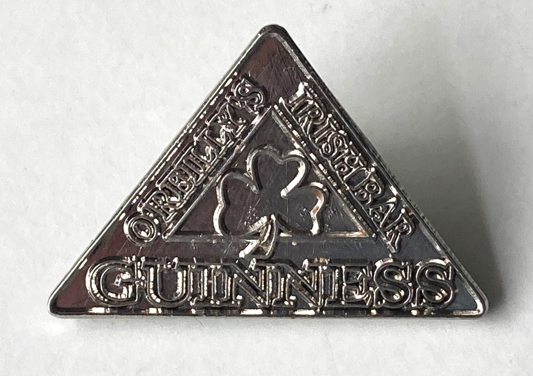 GUINNESS O'reilly's Bar Vintage Shaped Metal Pin Badge Silver Finish ...
