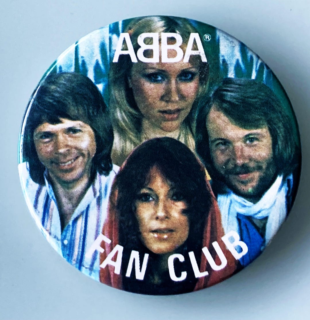ABBA Fan Club Large Vintage Metal Pin Badge Pinback From the 1970's ...