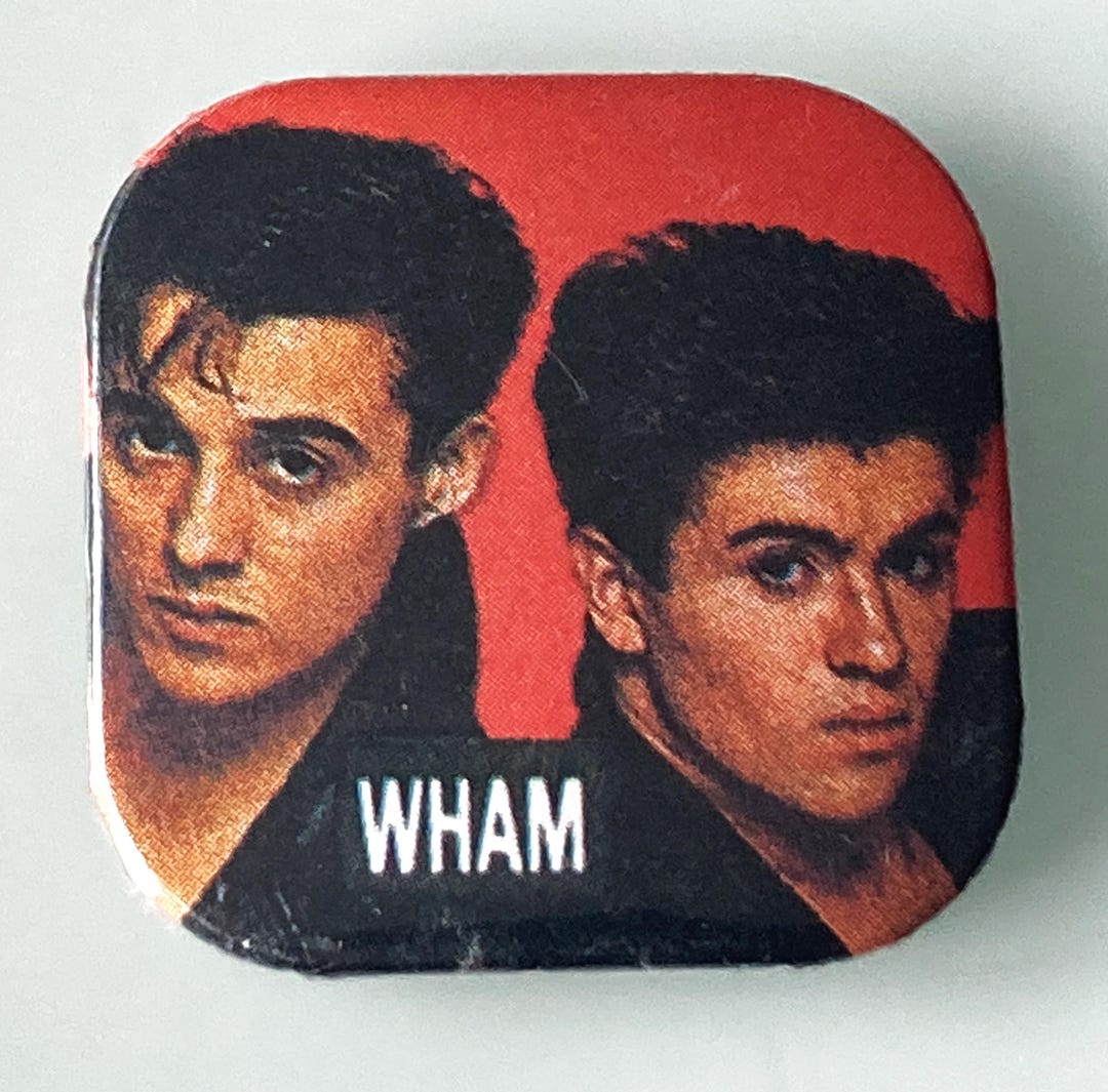 Wham George Michael Andrew Ridgeley Vintage Square Shaped Metal Pin ...