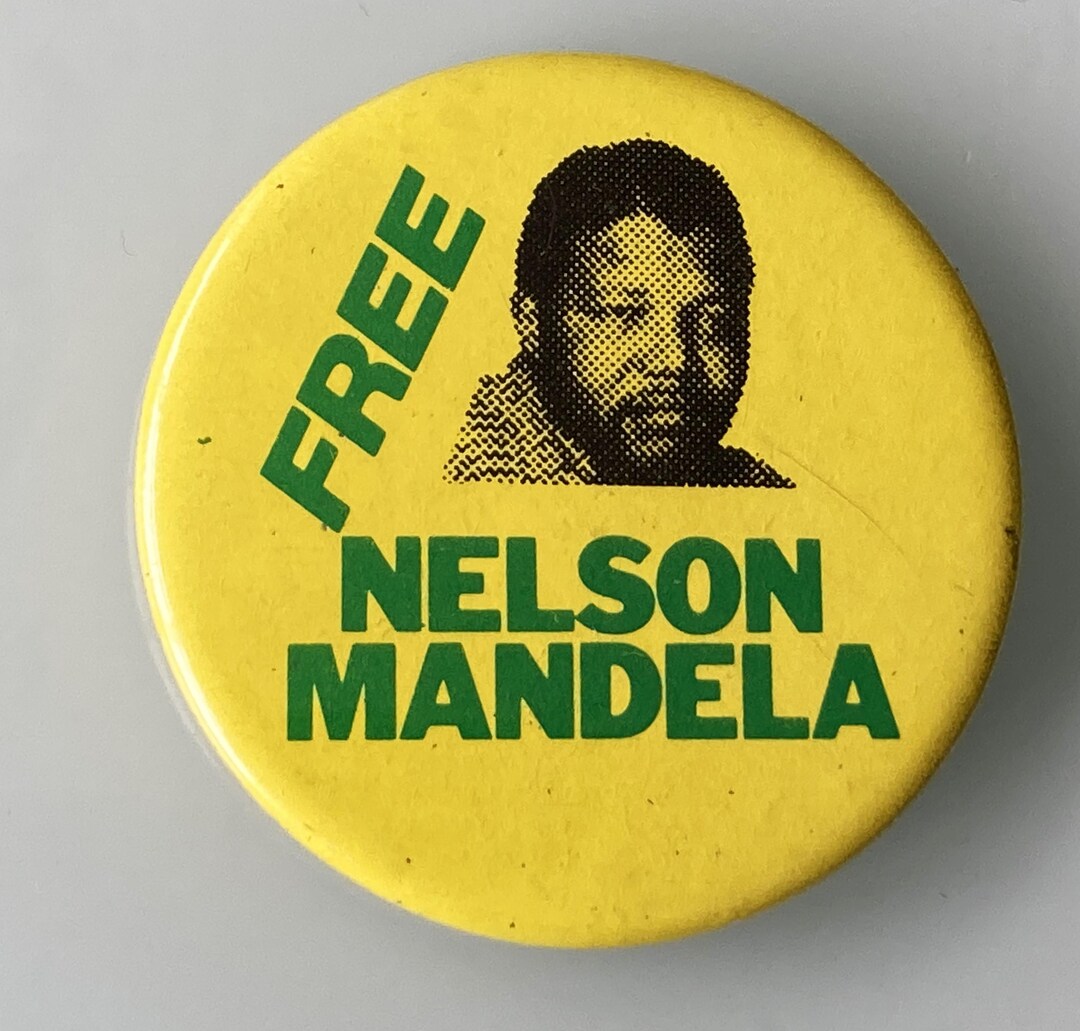 Free Nelson Mandela Vintage Metal Pin Badge Pinback From the 1980's ...